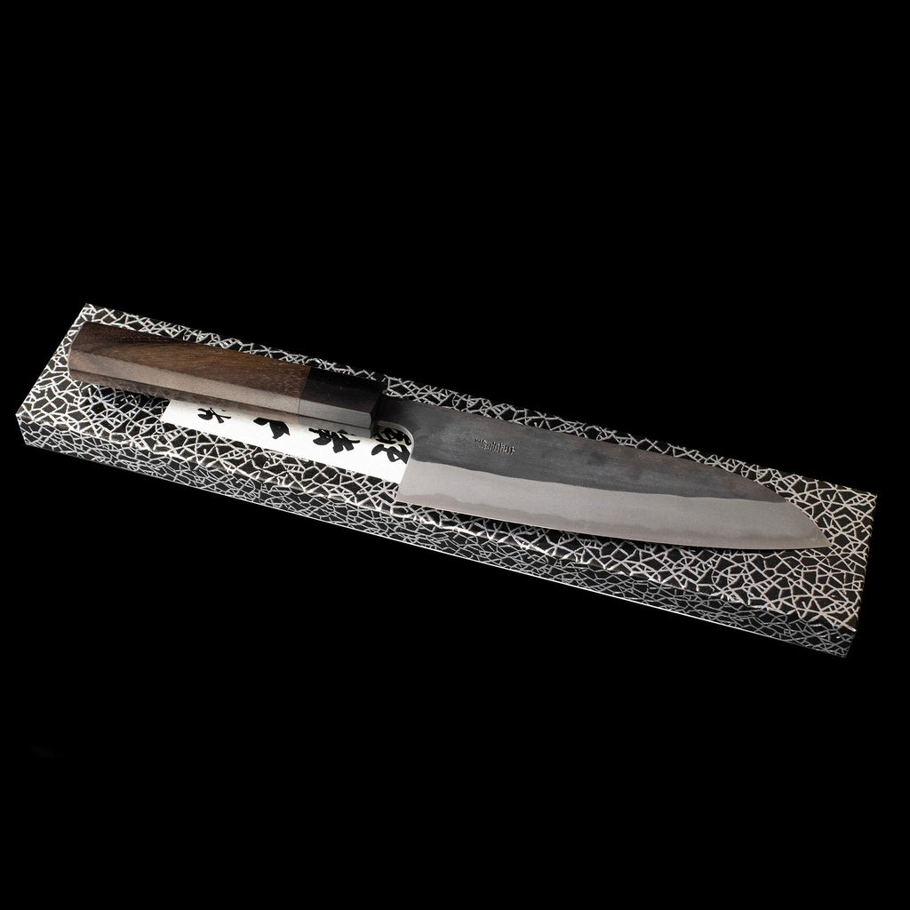 Hand Forged Japanese - Black Santoku Shirogami 165mm with Rosewood Han ...