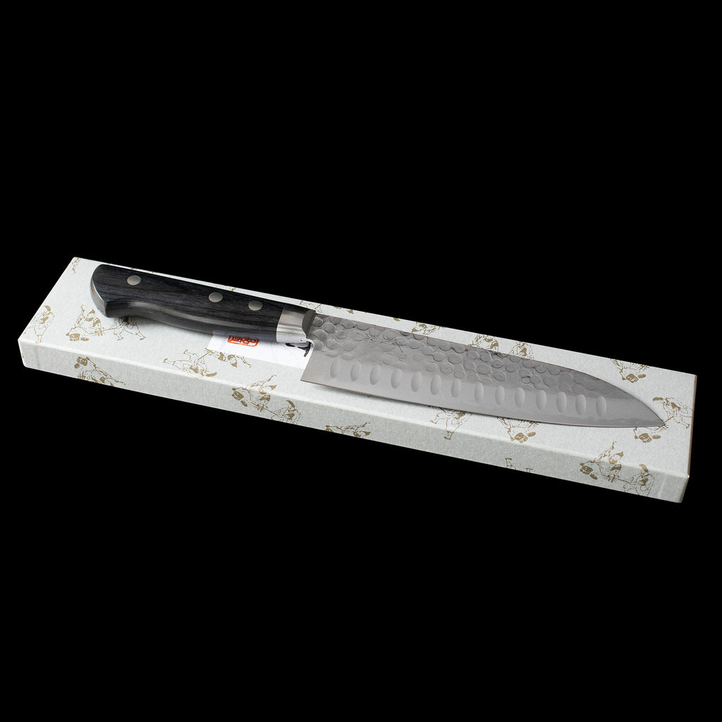 Hand Forged Japanese - Seisuke Blue Steel Hammered Santoku 180mm Black ...