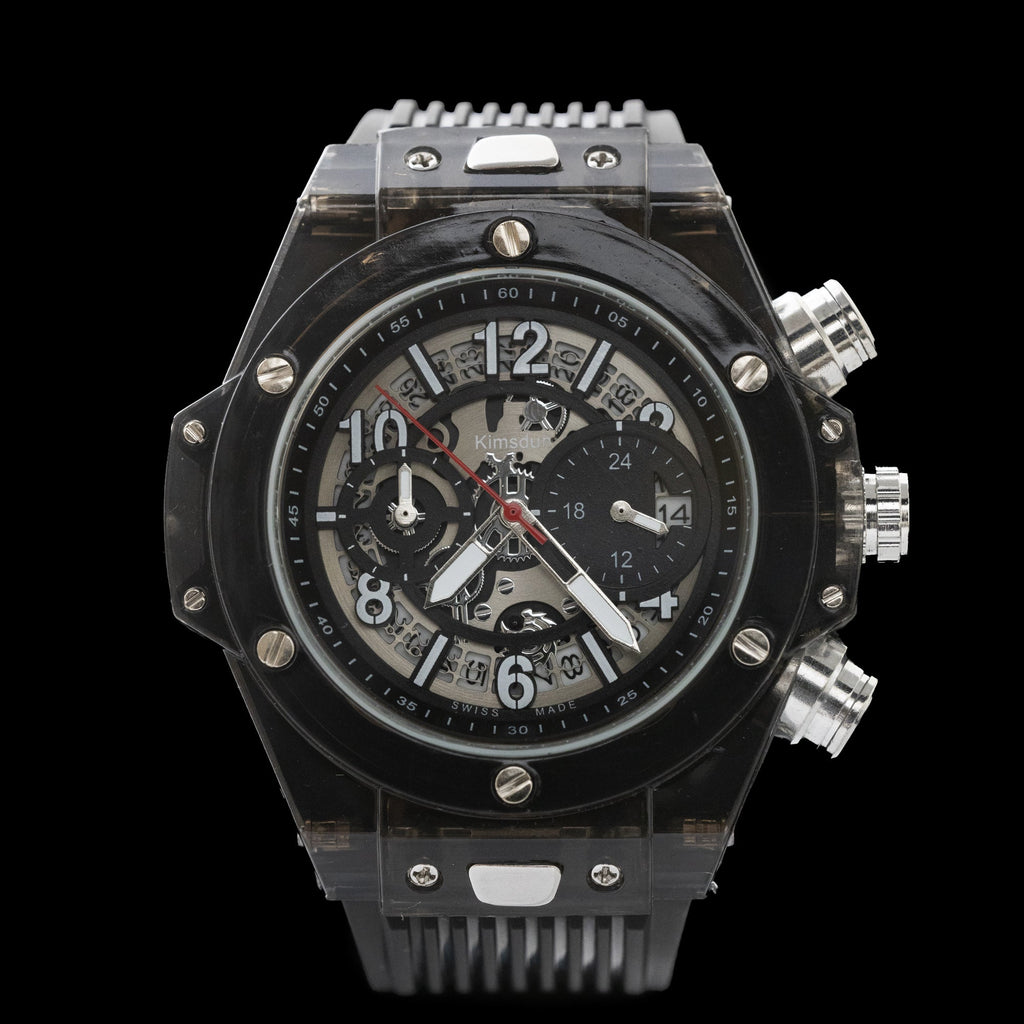 Kimsdun - Black “Skeletonised” Sports Watch – FiveFortyFive