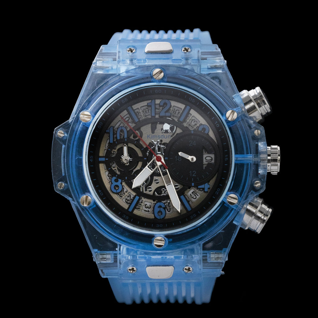 Kimsdun -Blue “Skeletonised” Sports Watch – FiveFortyFive