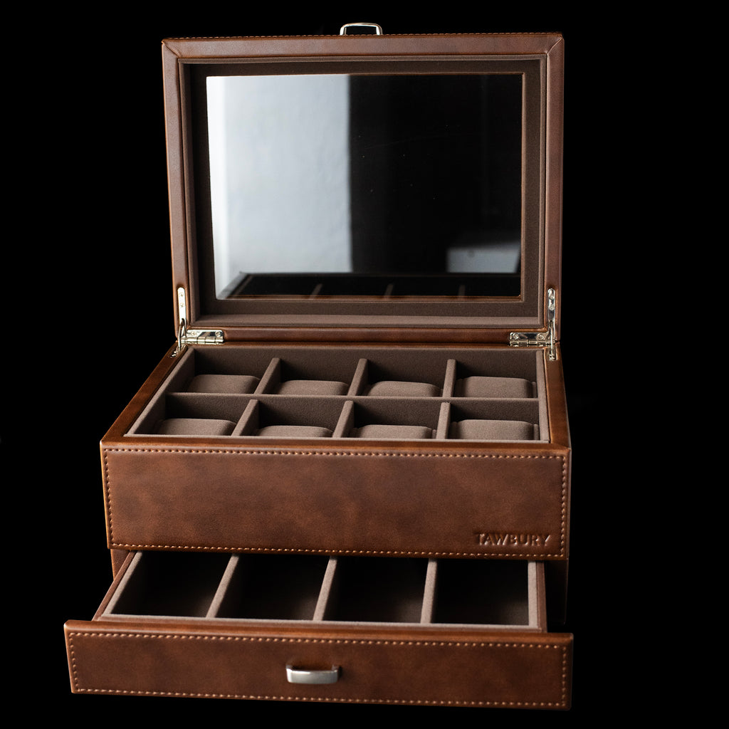 Tawbury - Bayswater 8 Slot Watch Box - Brown – FiveFortyFive